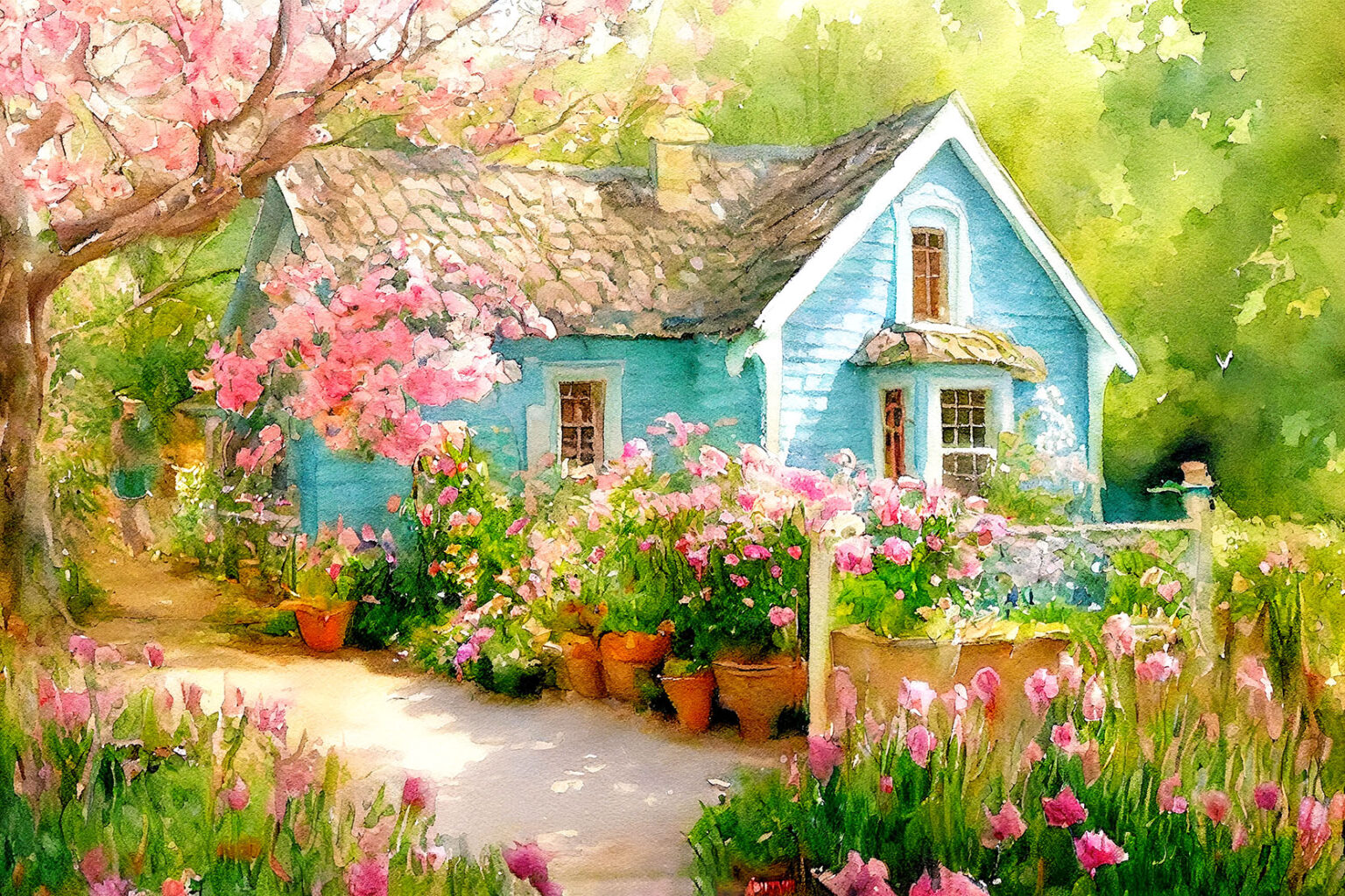 Blue Cottage Jigsaw Puzzle