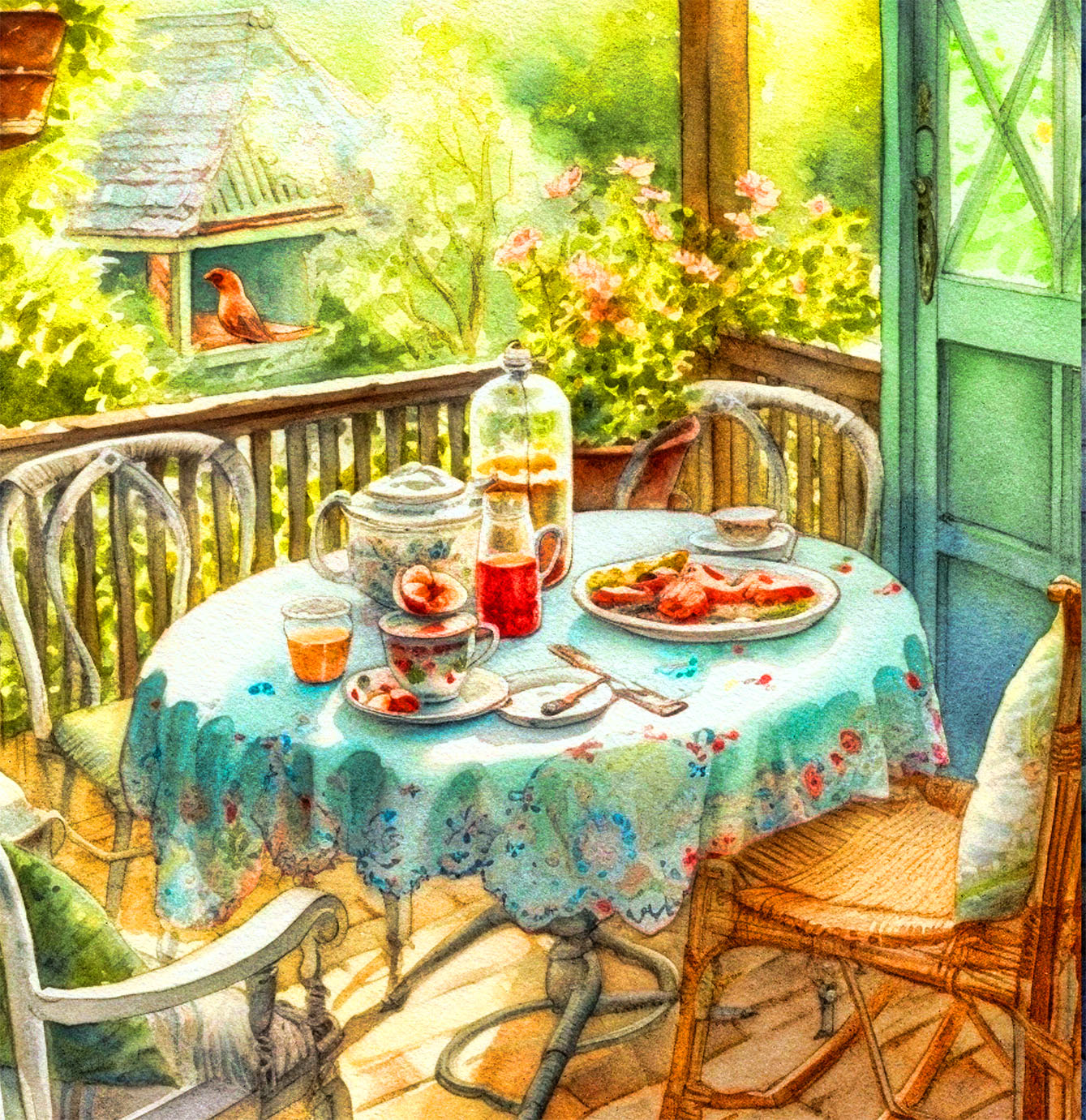 Watercolor Tea Time Jigsaw Puzzle