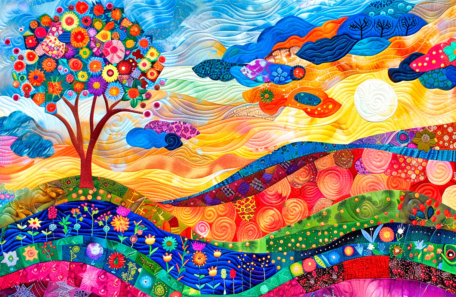 Whimsical Tree Quilt Jigsaw Puzzle